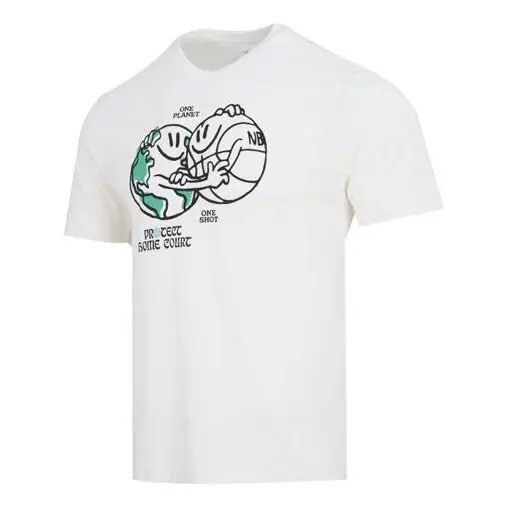 Nike Basketball Earth Pattern Printing Round Neck Short Sleeve White - Multi-color