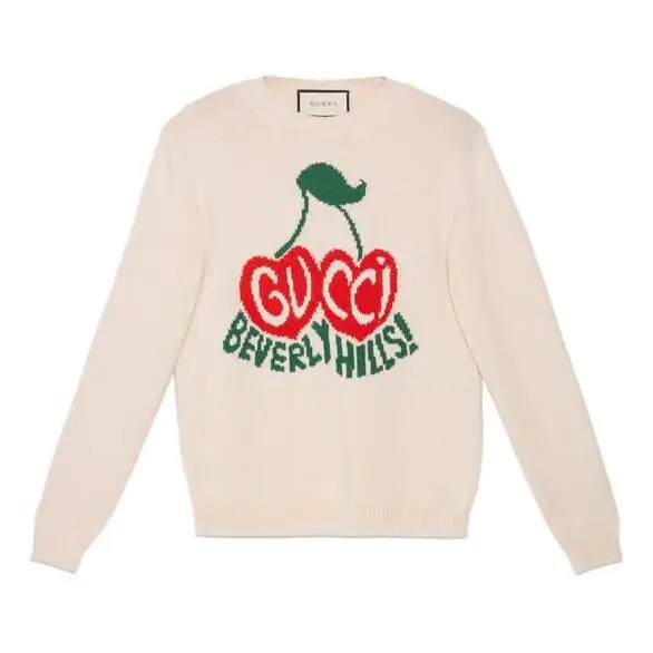 Gucci Cherry Intarsia Wool Sweater - Ivory