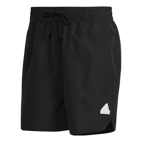 Adidas Solid Color Casual Logo Straight Sports Shorts Black - Multi-color