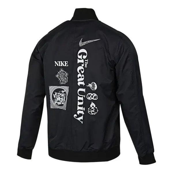 Nike Alphabet Logo Printing Athleisure Casual Sports Woven Jacket Autumn - Black