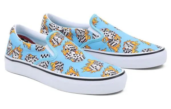 VANS Skate Slip-on "blue Flame Dice - Blue/white