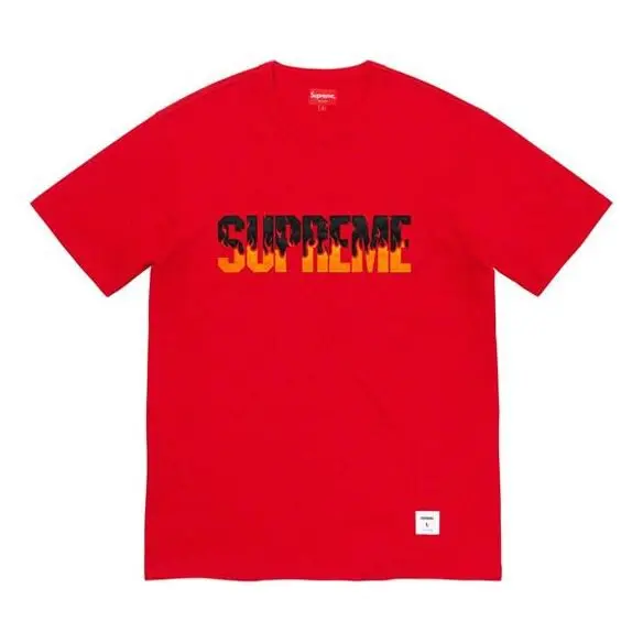 Supreme Fw19 Week 1 Flame S/s Top Logo Short Sleeve - Red