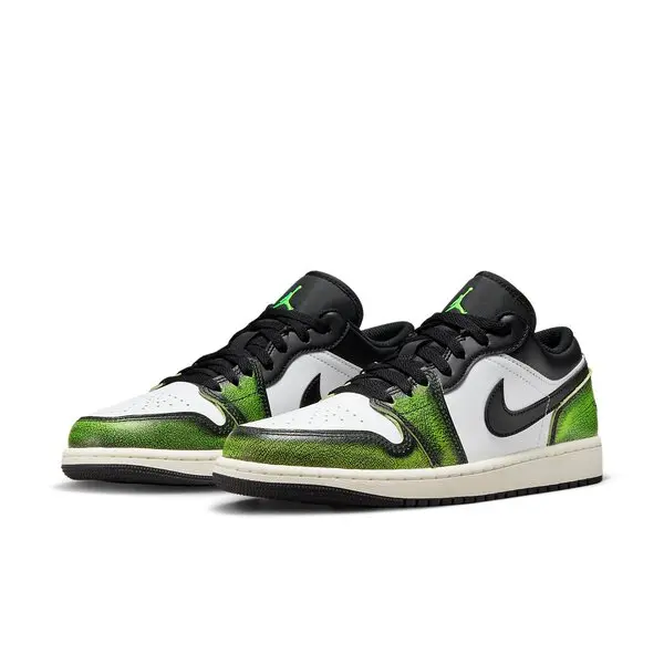JORDAN Air 1 Low Se "wear-away Electric Green" Sneakers - White/black/green