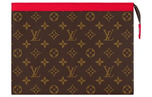 LOUIS VUITTON Pochette Voyage Mm Monogram Macassar Canvas Pouch - Red