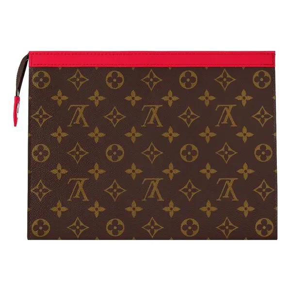 LOUIS VUITTON Pochette Voyage Mm Monogram Macassar Canvas Pouch - Red
