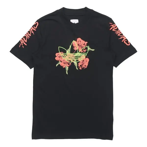 Adidas Originals Logo Printing Athleisure Casual Sports Short Sleeve - Black
