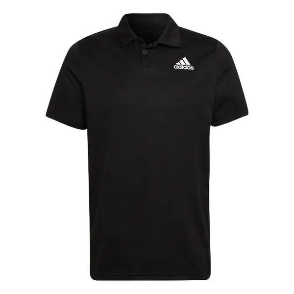 Adidas Solid Color Tennis Sports Short Sleeve Polo Shirt Black - Multi-color