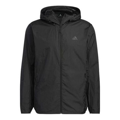 Adidas Hooded Windbreaker Jacket - Black