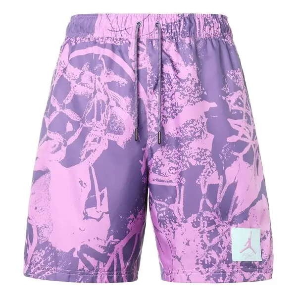 JORDAN Flight Full Print Drawstring Basketball Shorts - Purple