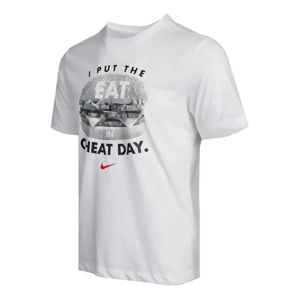 Nike Tee Humor Athleisure Casual Sports Alphabet Printing Short Sleeve - White