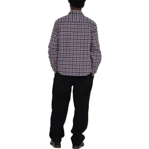 StÜssy Sherpa Lined Plaid Shirt - Navy