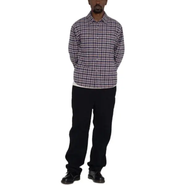 StÜssy Sherpa Lined Plaid Shirt - Navy