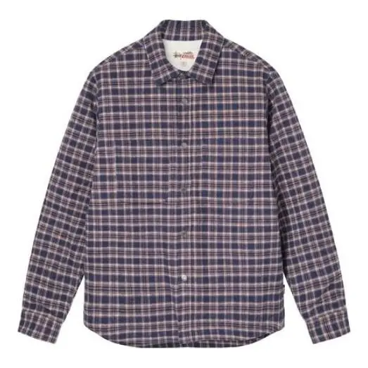 StÜssy Sherpa Lined Plaid Shirt - Navy