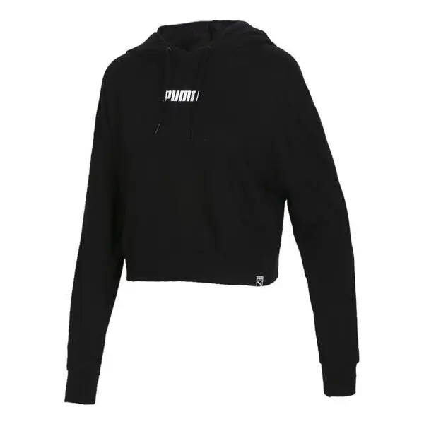 PUMA Logo Cropped Hoodie - Black/white