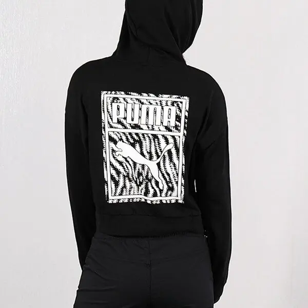 PUMA Logo Short Hoodie 'black