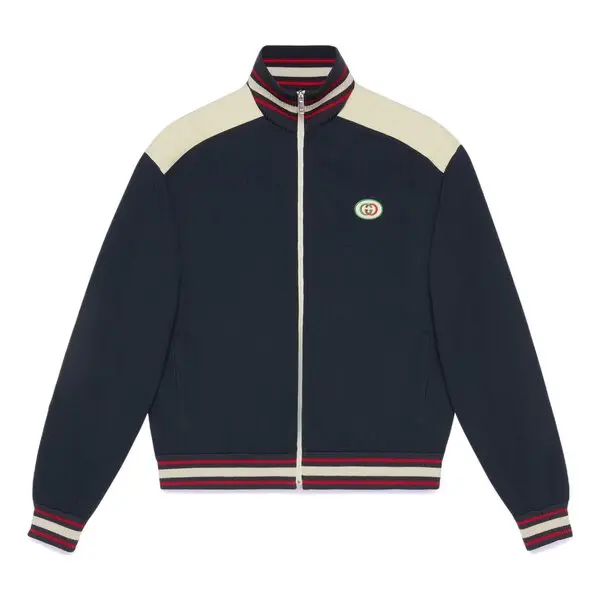 Gucci Cotton Jersey Zip Jacket - Navy