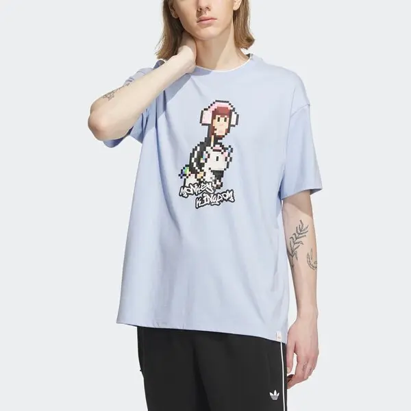 Adidas Originals X Monkey Kingdom Graphic T-shirt - Light Blue