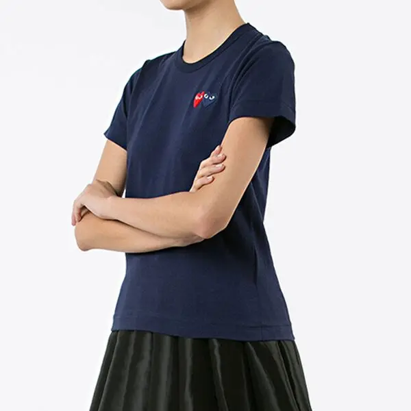Play Comme Des Garcon Double Heart Logo Tee