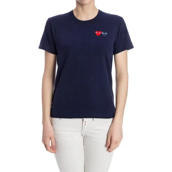 Play Comme Des Garcon Double Heart Logo Tee