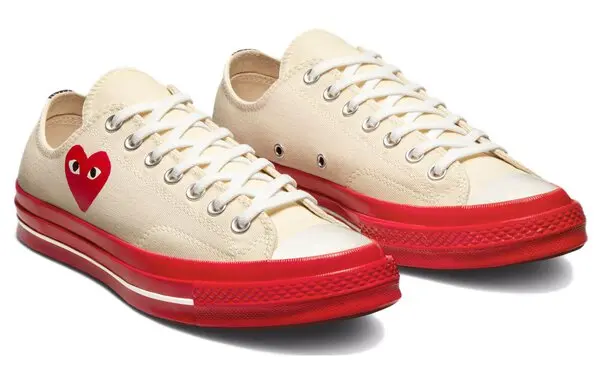 CONVERSE Comme Des Garçons Play X Chuck 70 Low Top Sneakers - Cream/red
