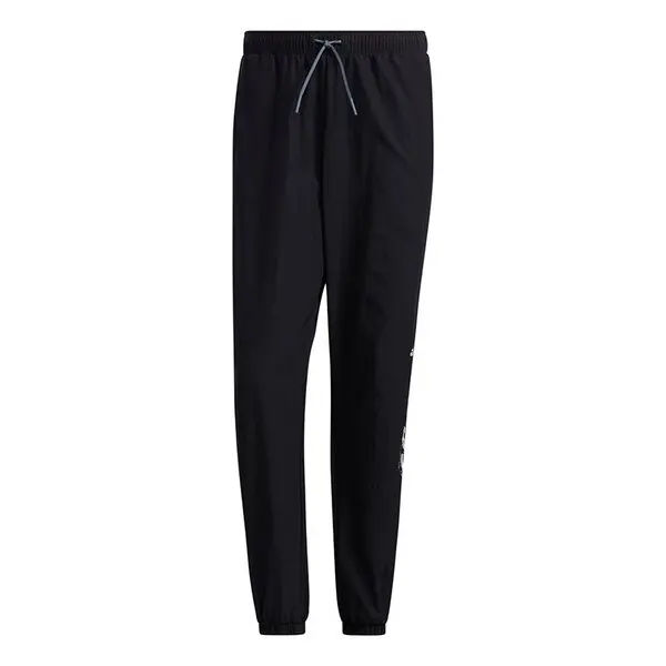 Adidas Wrd Wov Pnt Contrasting Colors Loose Woven Sports Pants - Black