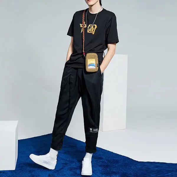 LI-NING Printing Loose Sports Round Neck Short Sleeve