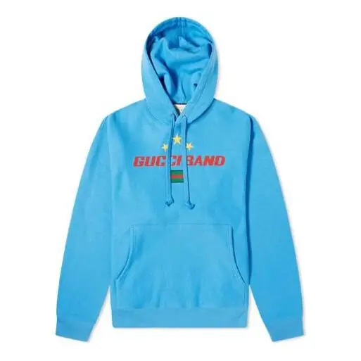 Gucci Band Stars Logo Popover Hoodie - Blue
