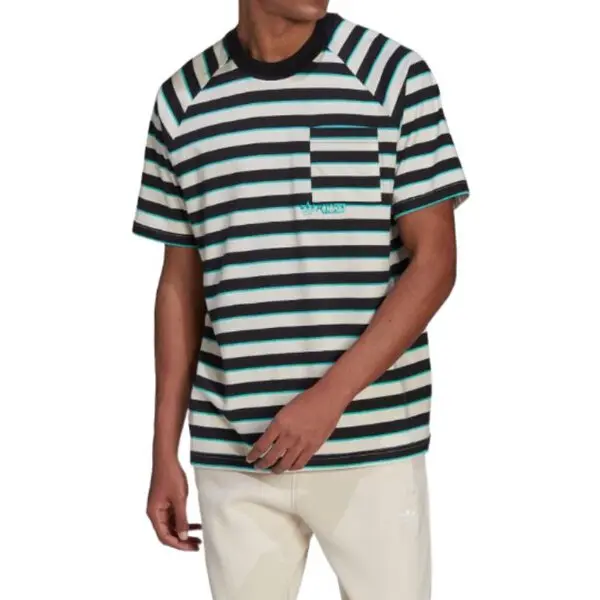 Adidas Originals Pocket Stripe Round Neck Short Sleeve Green