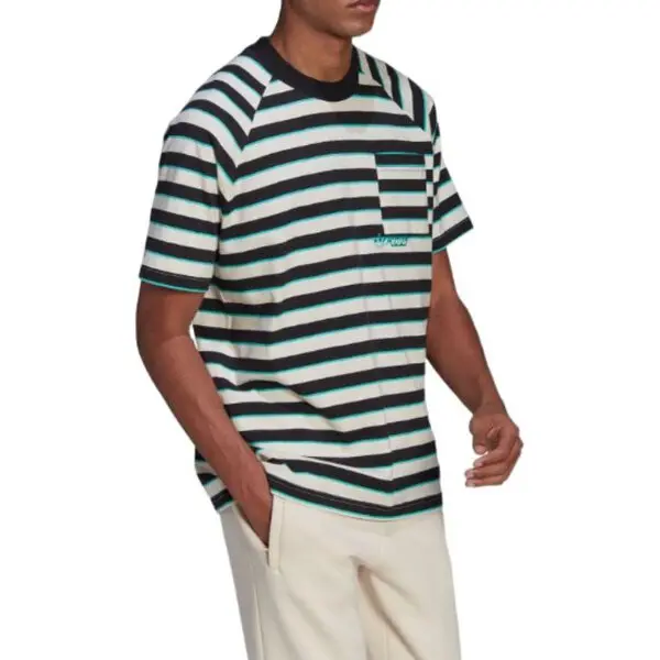 Adidas Originals Pocket Stripe Round Neck Short Sleeve Green