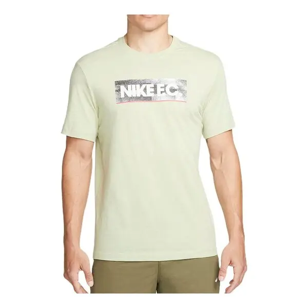 Nike F.c. Logo Printing Solid Color Sports Round Neck Short Sleeve Green - Multi-color