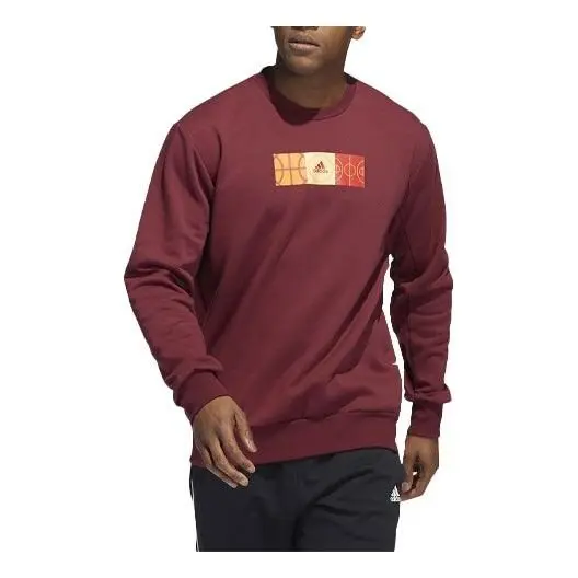 Adidas Basketball Graphic Crewneck Pullover - Red