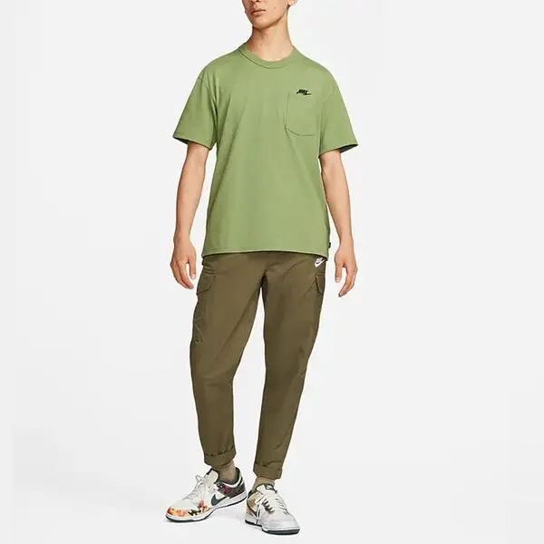 Nike Solid Color Pocket Round Neck Loose Short Sleeve Green T-shirt - Default Color