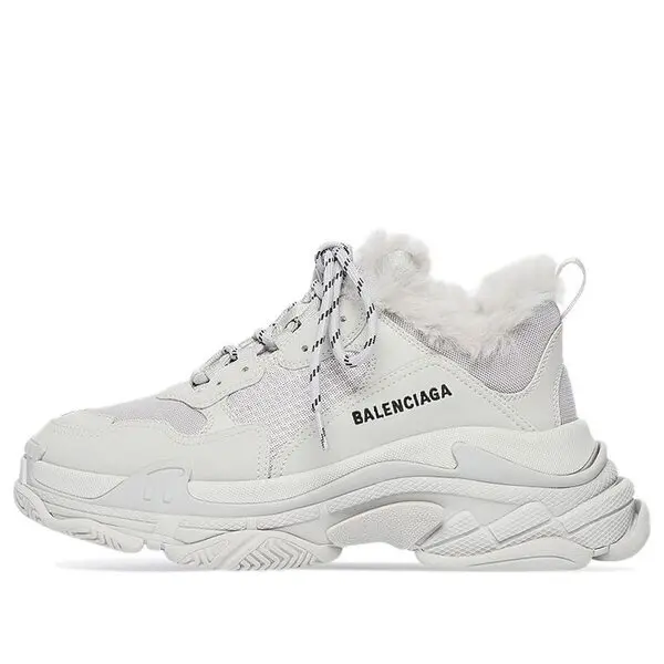 Balenciaga Triple S Sneakers With Faux Fur Detail - Grey