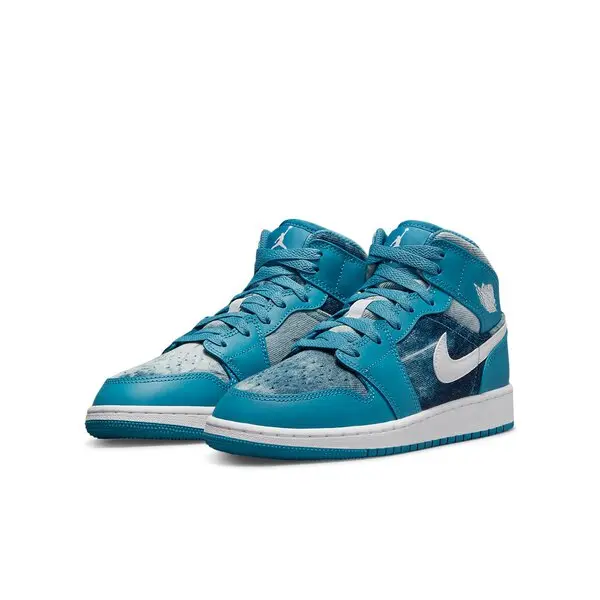 JORDAN 1 Mid "washed Denim - Blue/white