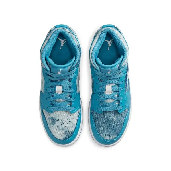 JORDAN 1 Mid "washed Denim - Blue/white