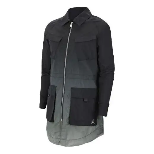 JORDAN Air Logo Printing Multiple Pockets Coat - Black