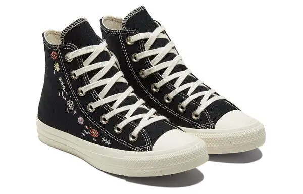 CONVERSE Chuck Taylor All Star High Top Embroidered Floral Sneakers - Black