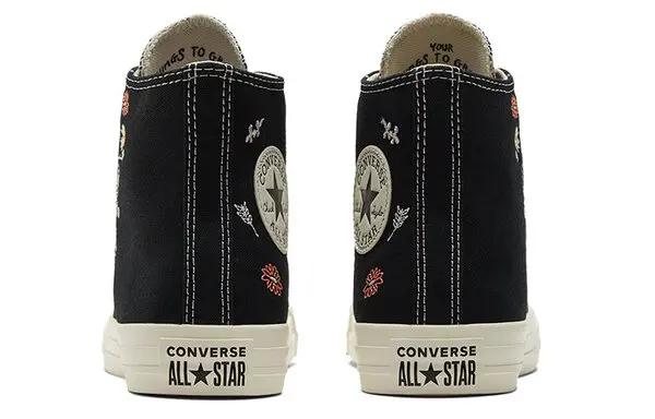 CONVERSE Chuck Taylor All Star High Top Embroidered Floral Sneakers - Black