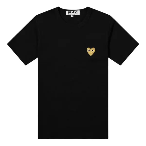 Play Comme Des Garcon Ss25 Gold Heart T-shirt - Black