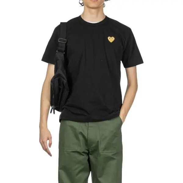 Play Comme Des Garcon Ss25 Gold Heart T-shirt - Black