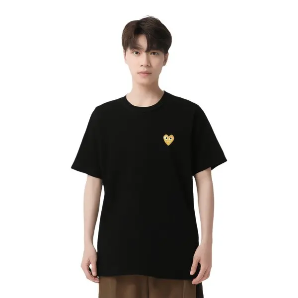 Play Comme Des Garcon Ss25 Gold Heart T-shirt - Black
