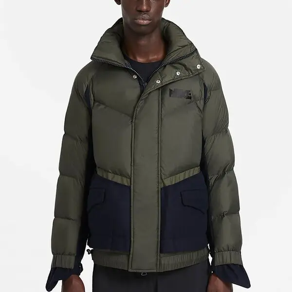 Nike X Sacai Hooded Down Jacket - Olive Green