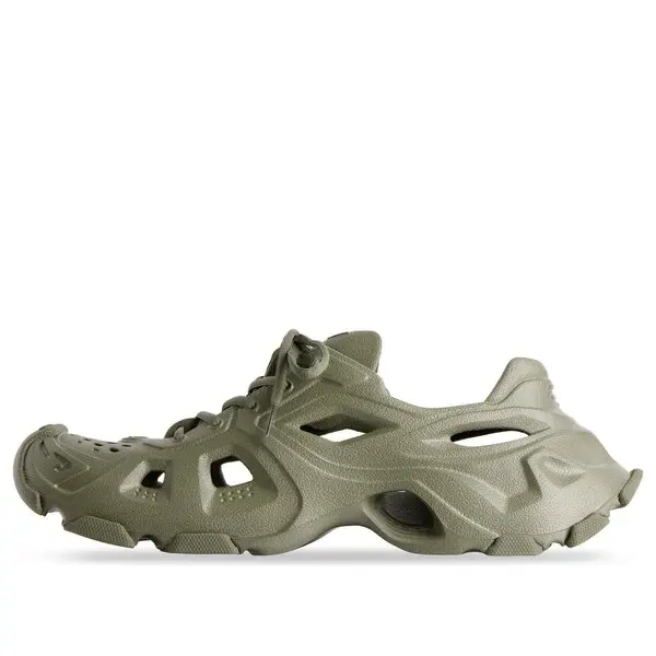 Balenciaga Hd Lace Up Cut Out Sneakers - Olive Green