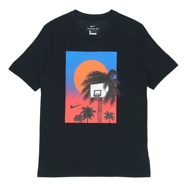 Nike Dri-fit Quick Dry Short Sleeve T-shirt With Graphic Print - Black