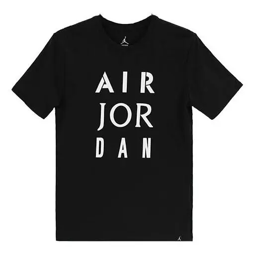 JORDAN Alphabet Logo Athleisure Casual Sports Short Sleeve - Black
