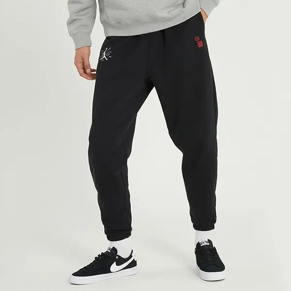 JORDAN J Cny Pant New Year's Edition Logo Embroidered Knit Bundle Feet Sports Pants/trousers/joggers - Black