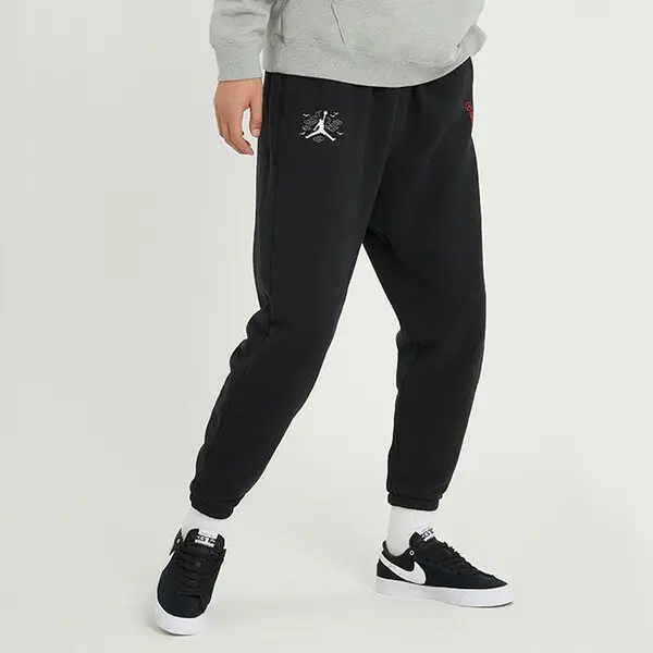JORDAN J Cny Pant New Year's Edition Logo Embroidered Knit Bundle Feet Sports Pants/trousers/joggers - Black