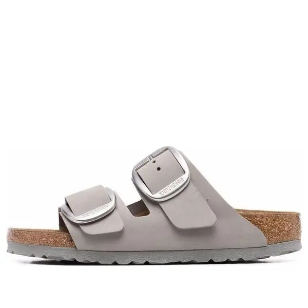 BIRKENSTOCK Arizona Big Buckle Nubuck Leather Sandals - Grey