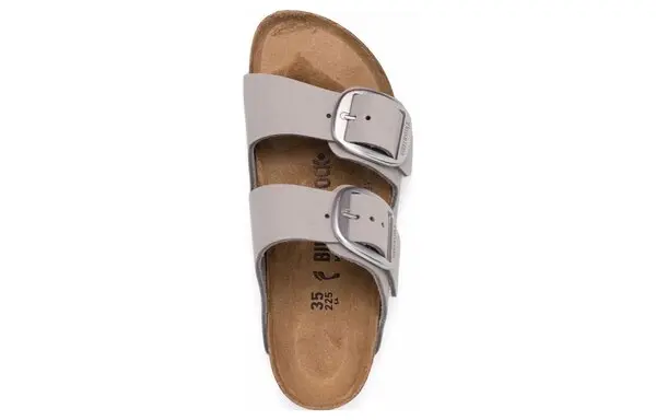 BIRKENSTOCK Arizona Big Buckle Nubuck Leather Sandals - Grey
