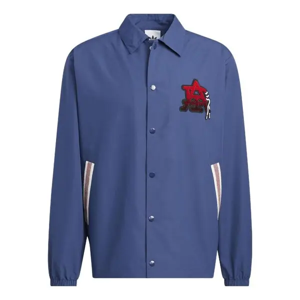 Adidas Collegiate Coach Jacket With Graphic Detail - Tech Indigo